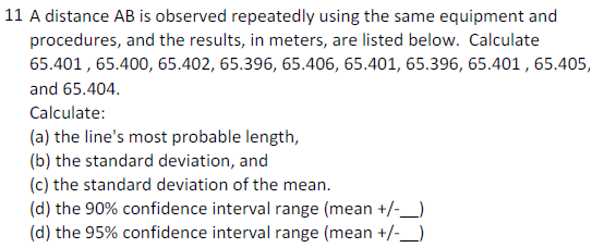 Solved A distance AB is observed repeatedly using the same | Chegg.com