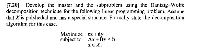 Solved 17.20] Develop the master and the subproblem using | Chegg.com