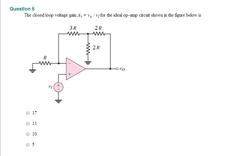 Solved The closed loop voltage gain A_v = v_o/v_I for the | Chegg.com