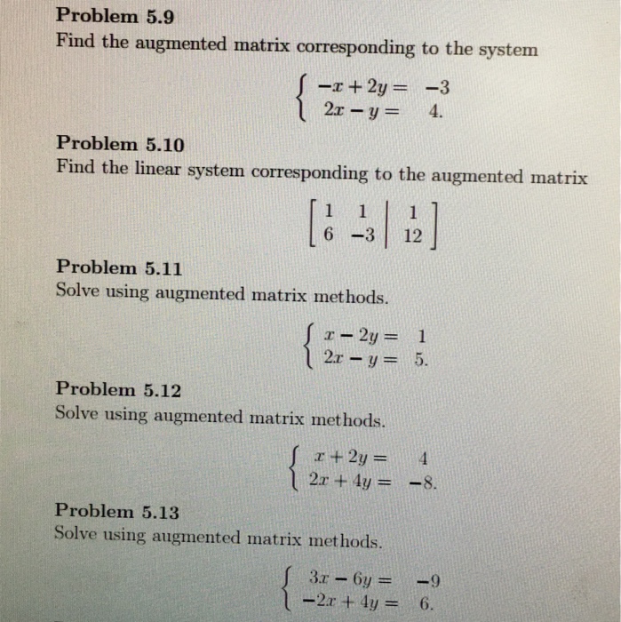 Solved Find the augmented matrix corresponding to the system | Chegg.com