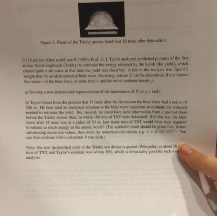 Solved After world war II (1949), Prof G. I. Taylor | Chegg.com