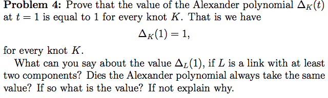 Solved Prove that the value of the Alexander polynomial | Chegg.com