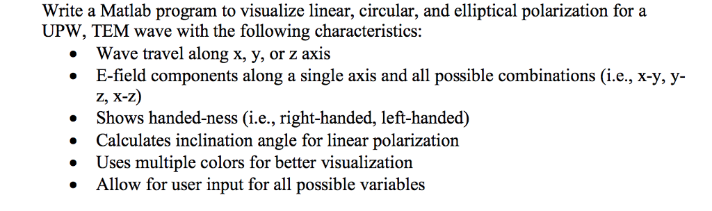 Write a Matlab program to visualize linear, circular, | Chegg.com