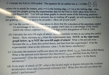 Consider the NACA 2509 airfoil. The equation for its | Chegg.com