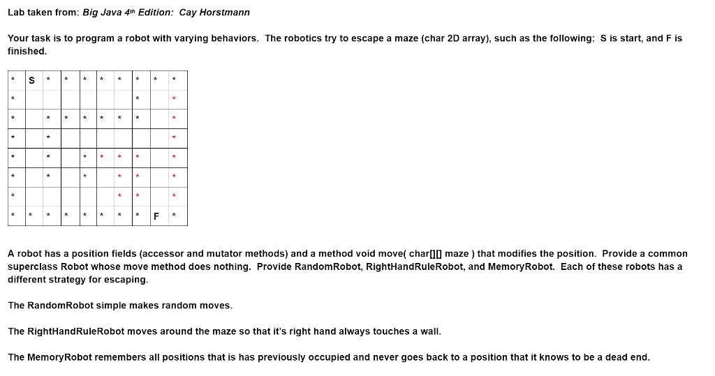 Lab taken from: Big Java 4th Edition: Cay Horstmann | Chegg.com
