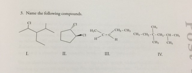 Solved Name the following compounds. | Chegg.com