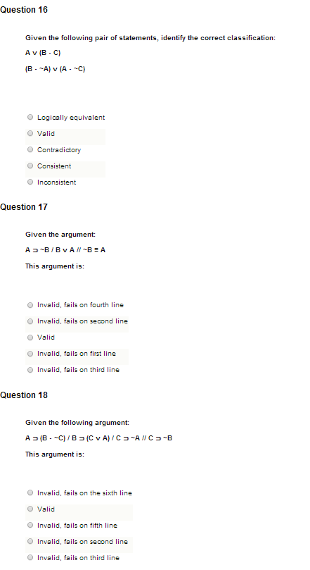 Question 16 Given the following pair of statements, | Chegg.com