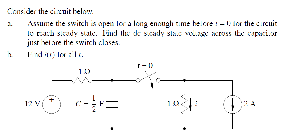 Solved Consider the circuit below. Assume the switch is open | Chegg.com