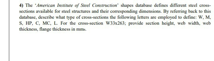 Solved 4) The ‘American Institute of Steel Construction, | Chegg.com