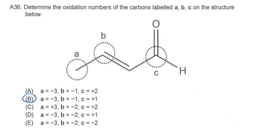 Solved Determine the oxidation numbers of the carbons | Chegg.com
