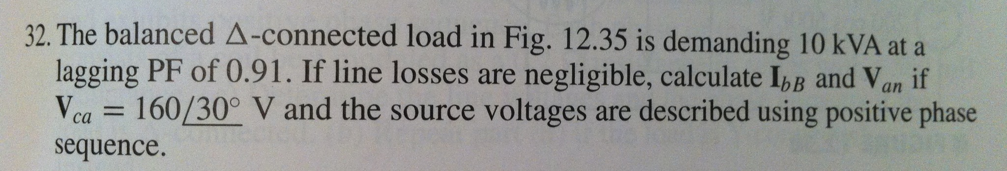 Solved The balanced Delta -connected load in Fig. 12.35 is | Chegg.com