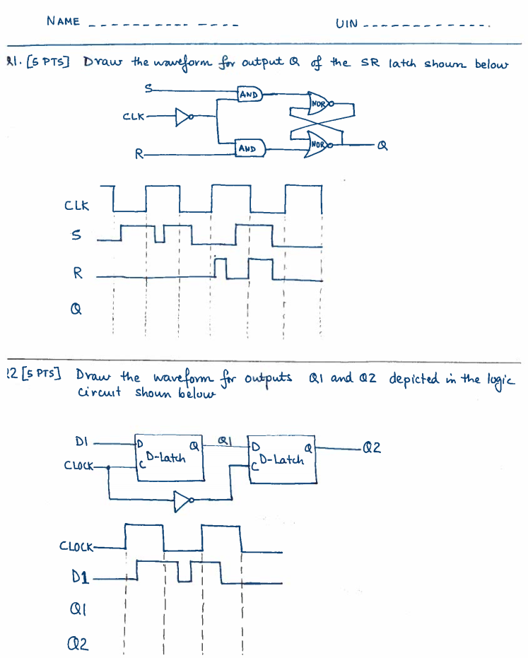 Solved Draw the waveform for output Q of the SR latch shown | Chegg.com