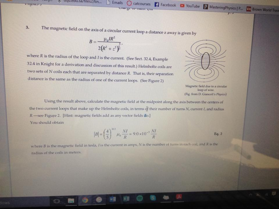 Solved The magnetic field on the axis of a circular current | Chegg.com