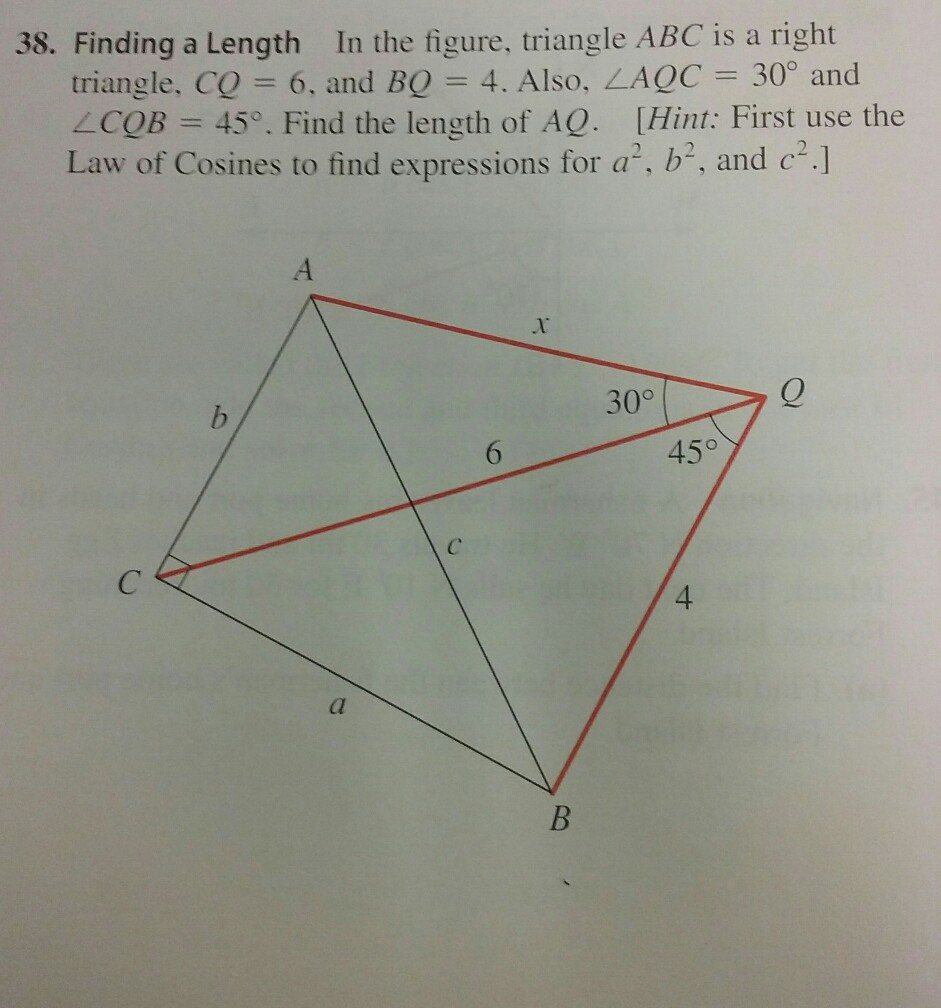 Solved 38. Finding a Length In the figure, triangle ABC is a | Chegg.com