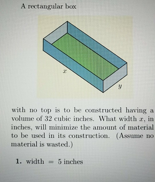 Solved A rectangular box with no top is to be constructed | Chegg.com