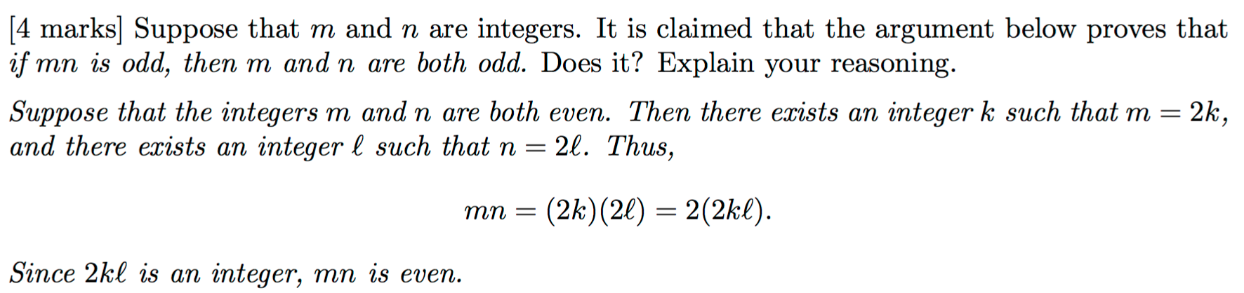 Solved Suppose that m and n are integers. It is claimed that | Chegg.com
