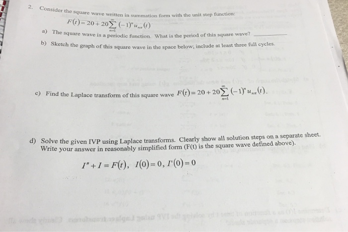 Solved Consider the square wave written in summation from | Chegg.com