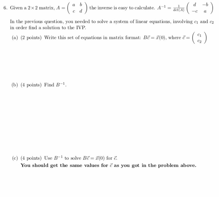 Solved 5 Given The System Of First Order Linear Equations