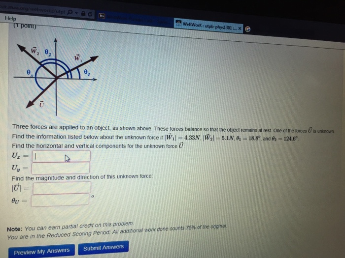 Solved Three forces are applied to an object, as shown above | Chegg.com