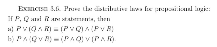 Solved Prove the distributive laws for propositional logic: | Chegg.com