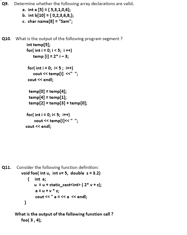 Solved Q9 Determine Whether The Following Array