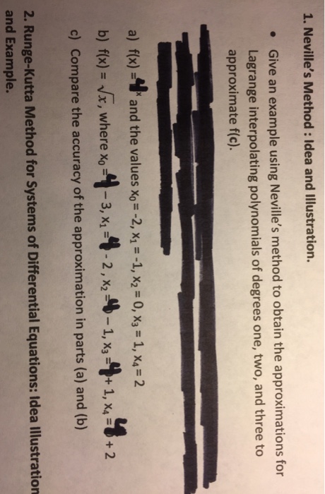 Solved Give an example using Neville's method to obtain the | Chegg.com