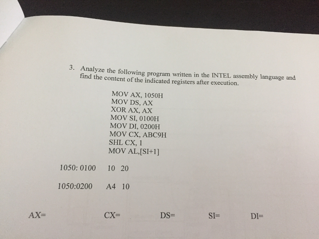 Solved Analyze the following program written in the INTEL | Chegg.com