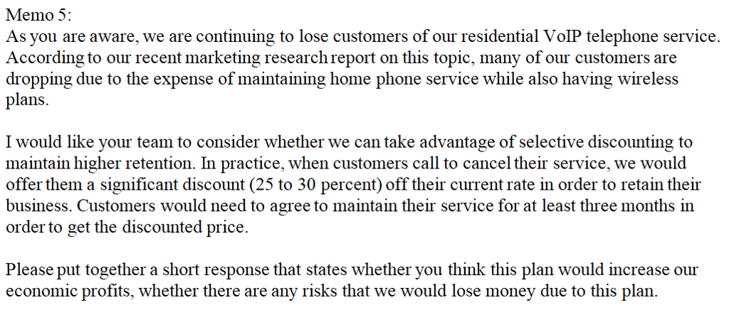 Solved Memo 5 As you are aware, we are continuing to lose | Chegg.com