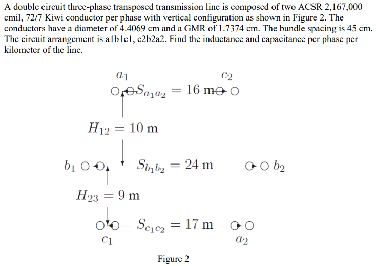 Solved A double circuit three-phase transposed transmission | Chegg.com