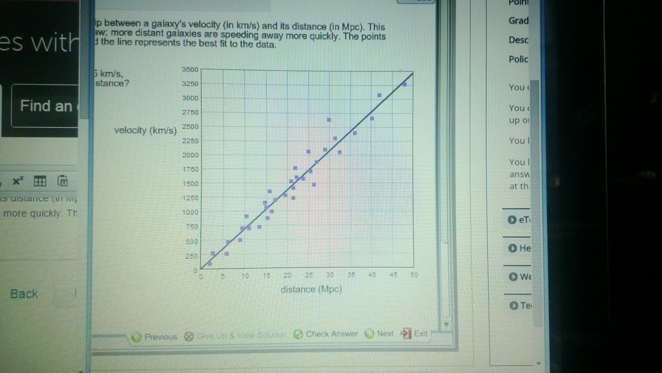 Solved This graph shows the relationship between a galaxy's | Chegg.com