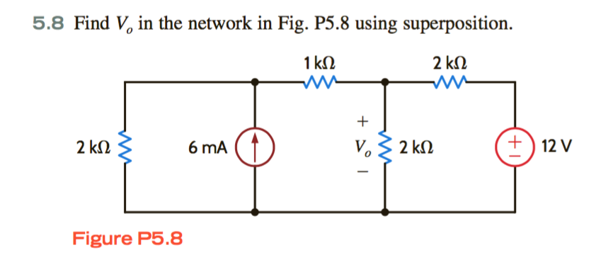 Solved Find V_0 in the network in Fig. P5.8 using | Chegg.com