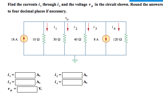 Solved Find the currents i1 through i4 and the voltage v o | Chegg.com