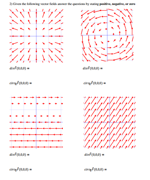 Solved Given the following vector fields answer the | Chegg.com