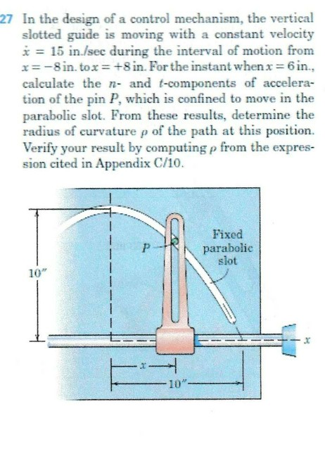 Solved 27 In the design of a control mechanism, the vertical | Chegg.com