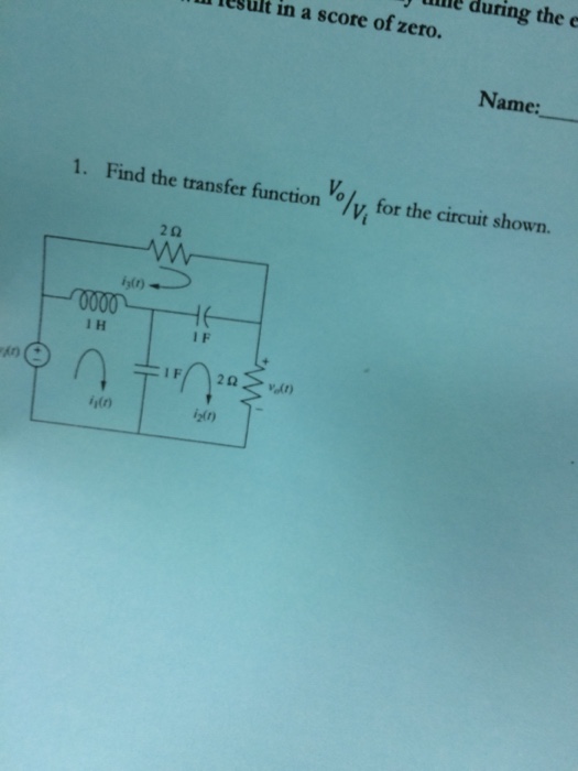 Solved Find the transfer function V_o/V_i for the circuit | Chegg.com