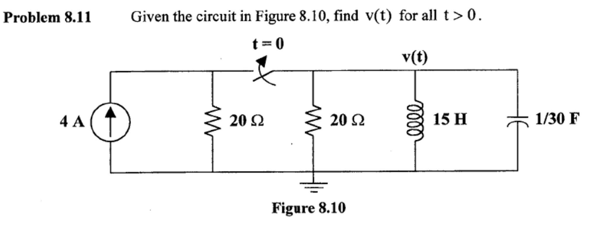 Solved Given the circuit in Figure 8.10, find v(t) for all t | Chegg.com