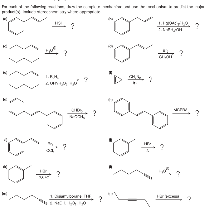 Solved For each of the following reactions, draw the | Chegg.com