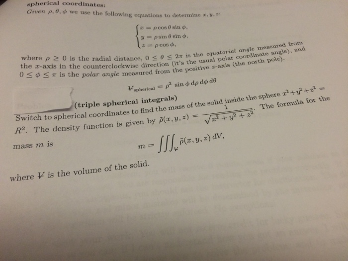 Solved Given rho, theta, pi we use the following equations | Chegg.com