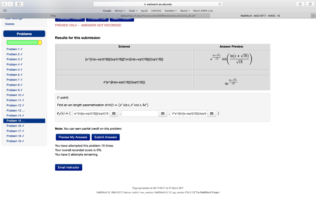 Solved ID a webwork as.uky.edu Gocgle School EmailmyUK | Chegg.com