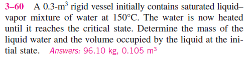 Solved 3-60 A 0.3-m^3 rigid vessel initially contains | Chegg.com