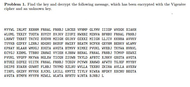 Solved this is for a math cryptograpy course Problem 1. Find | Chegg.com
