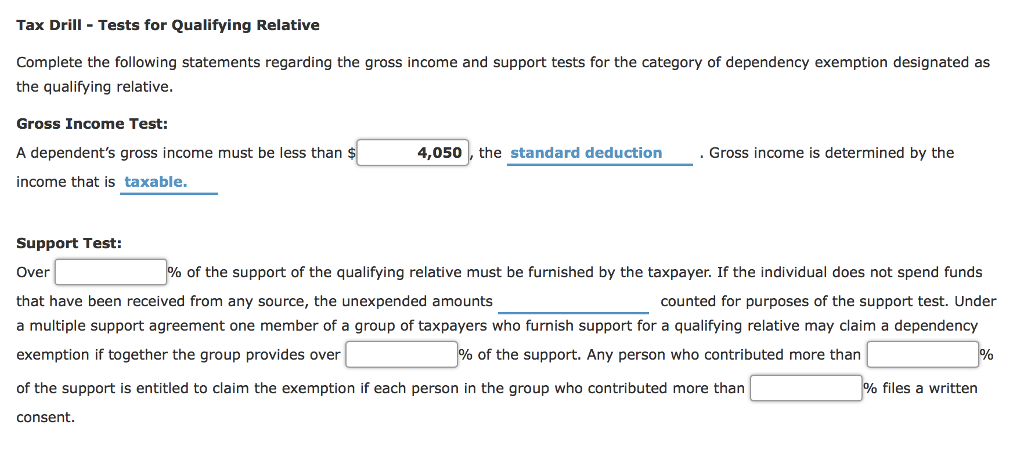 Solved Tax Drill- Tests for Qualifying Relative Complete the | Chegg.com