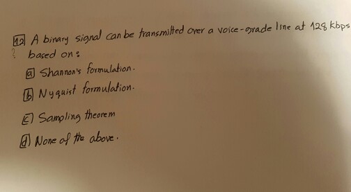 Solved A binary signal can be transmitted over a voice-grade | Chegg.com