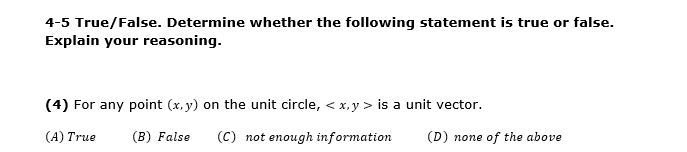 Solved True/False. Determine whether the following statement | Chegg.com