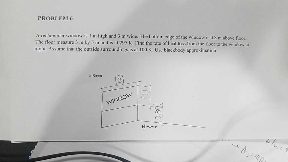 Solved PROBLEM 6 A rectangular window is 1 m high and 3 m | Chegg.com