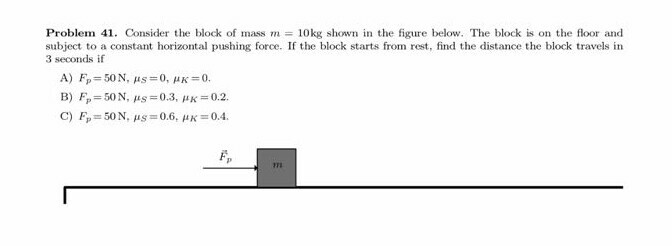 Solved Consider the block of mass m = 10kg shown in the | Chegg.com