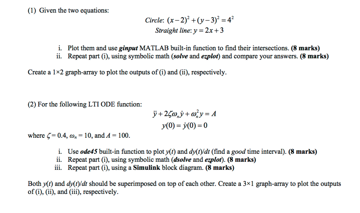 Solved Given the two equations: Circle: (x-2)^2+(y-3)^2 =4^2 | Chegg.com
