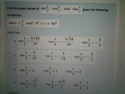 Solved Find the exact values of sin 2x, cos 2x, and tan 2x, | Chegg.com