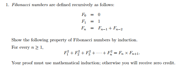 Solved 1 Fibonacci Numbers Are Defined Recursively As