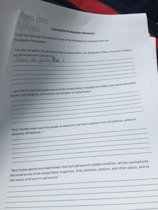 Emancipation Proclamation Worksheet Answers - Kid Worksheet Printable